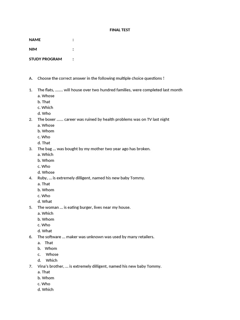 Final Test Bahasa Inggris Pdf