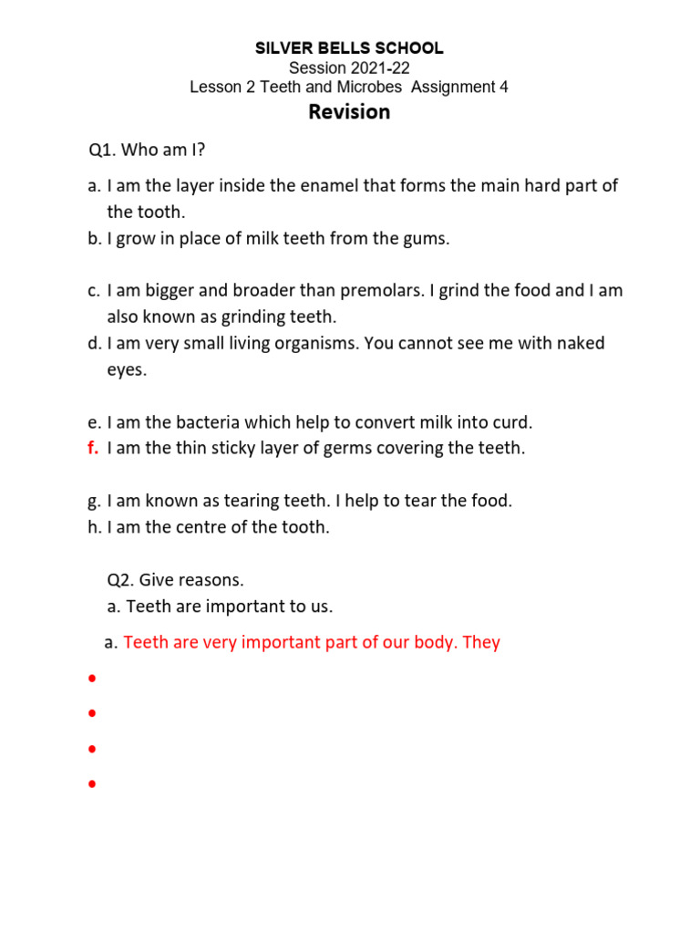 11.06.21 L 2 Teeth and Microbes Assignment 4 | PDF