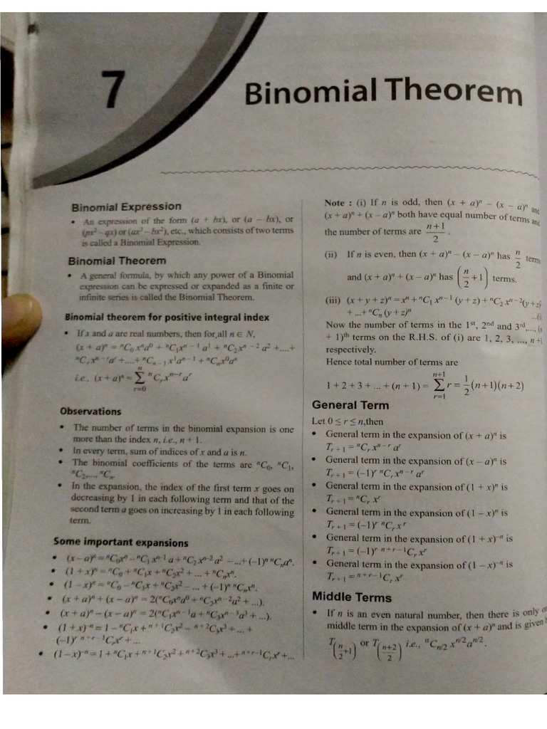 Q.7.Binomial Theorem | PDF