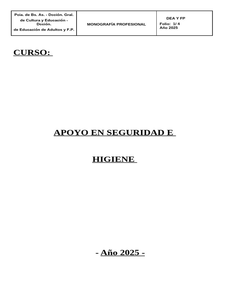 Monografía de Apoyo Seguridad e Higiene 2023 | PDF