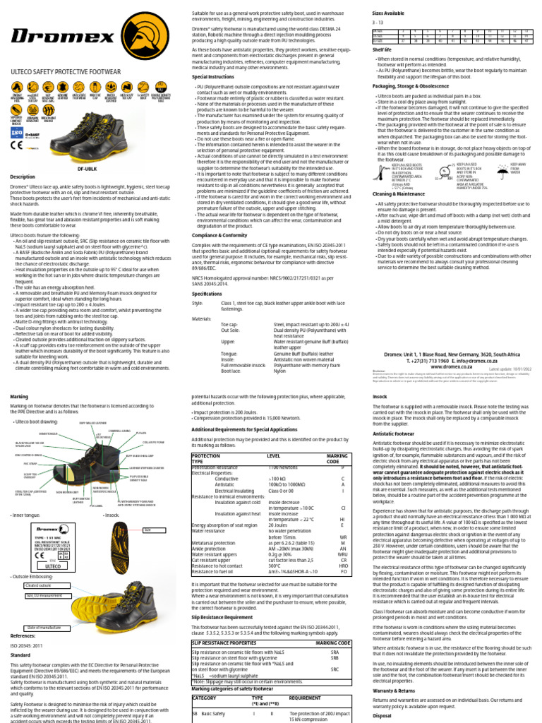 Dromex Ulteco Safety Boots Overview | PDF | Shoe | Boot