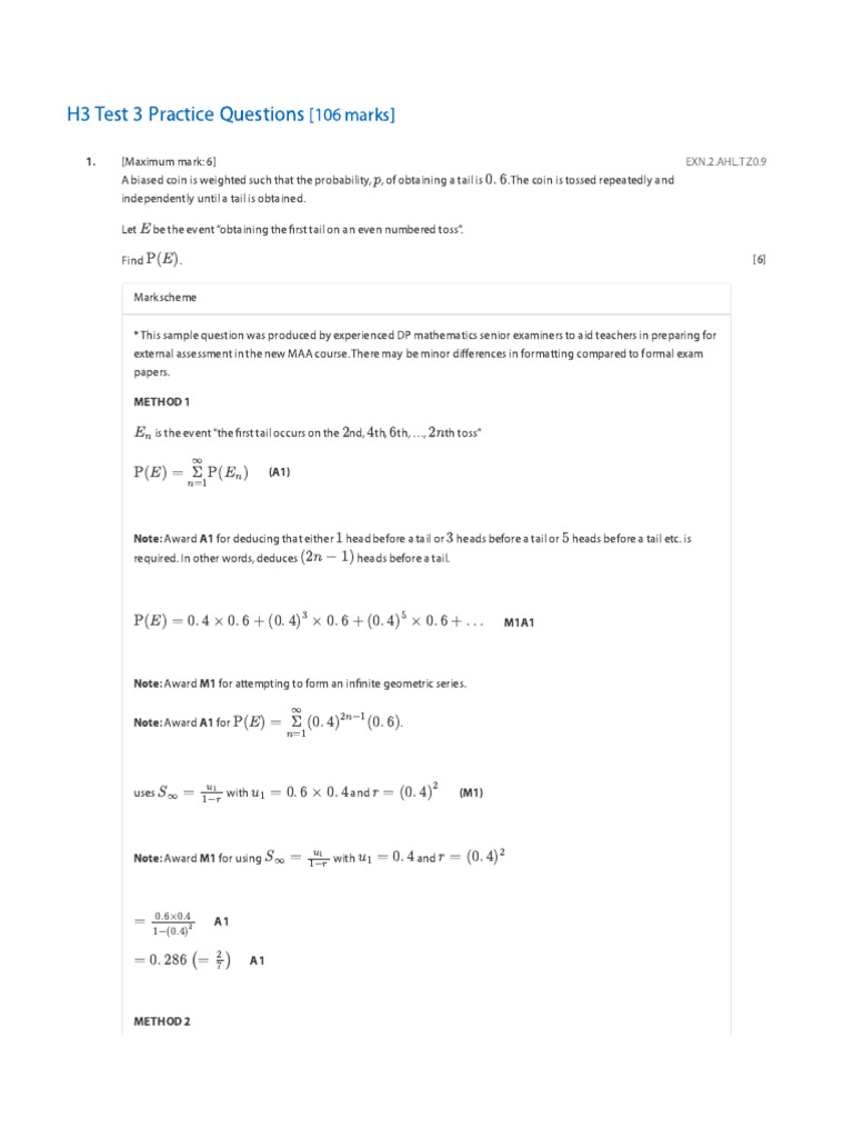 H3 Test 3 Practice Questions - Solutions | PDF | Normal Distribution ...