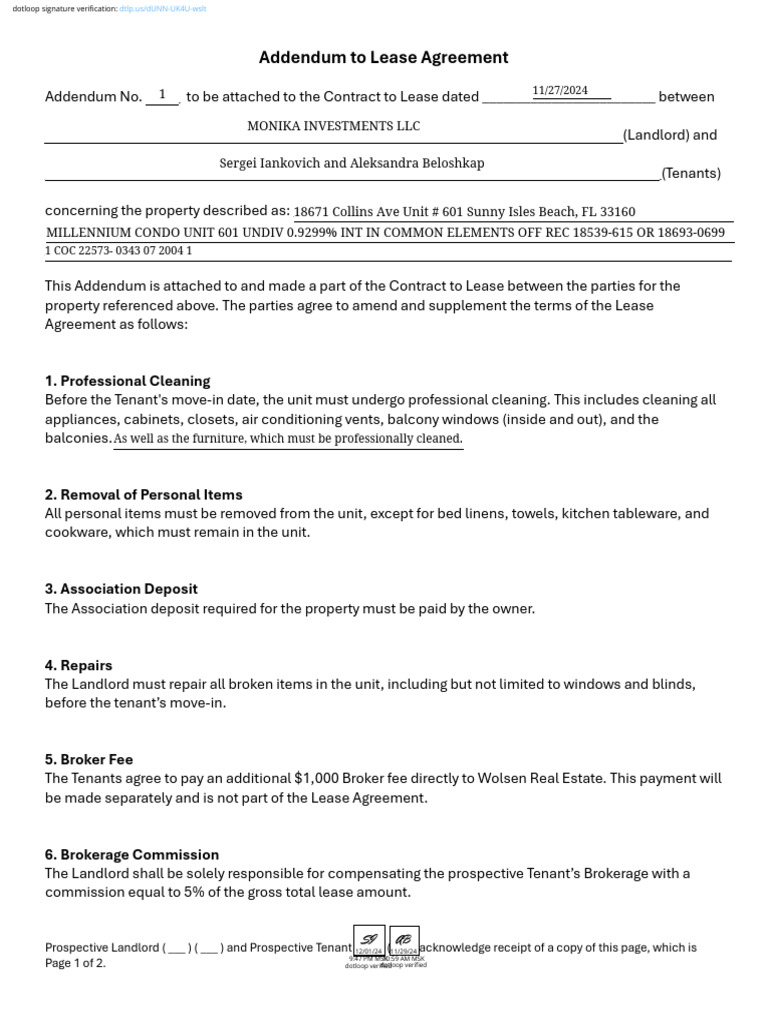 Lease Addendum: Cleaning, Fees & Termination | PDF | Lease | Leasehold ...