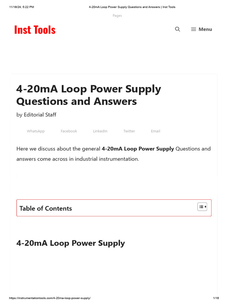 4-20mA Loop Power Supply FAQs | PDF | Power Supply | Electrical ...