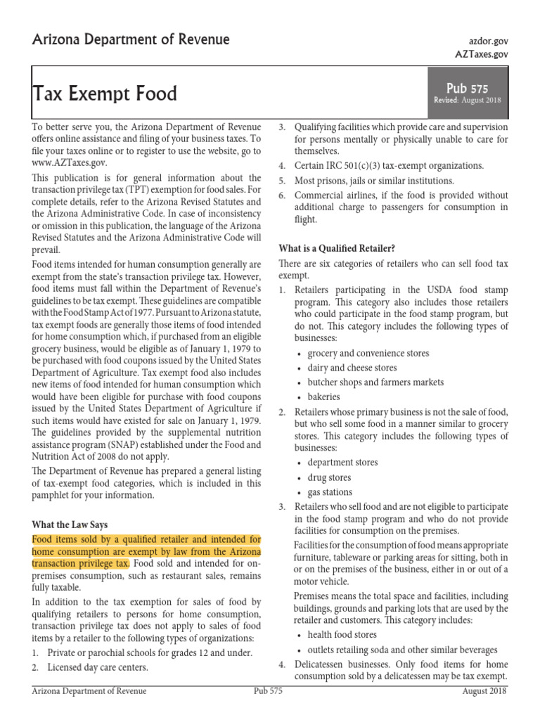 AZ tax exempt document | PDF | Soft Drink | Drink