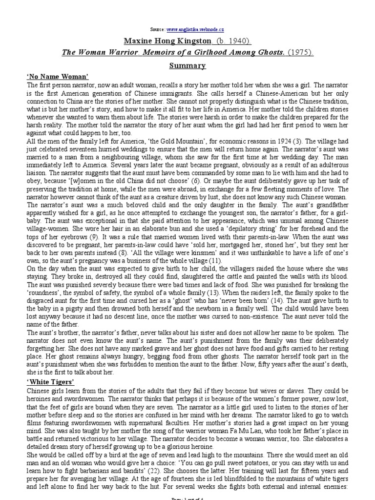 KINGSTON, Maxine Hong. The Woman Warrior | PDF