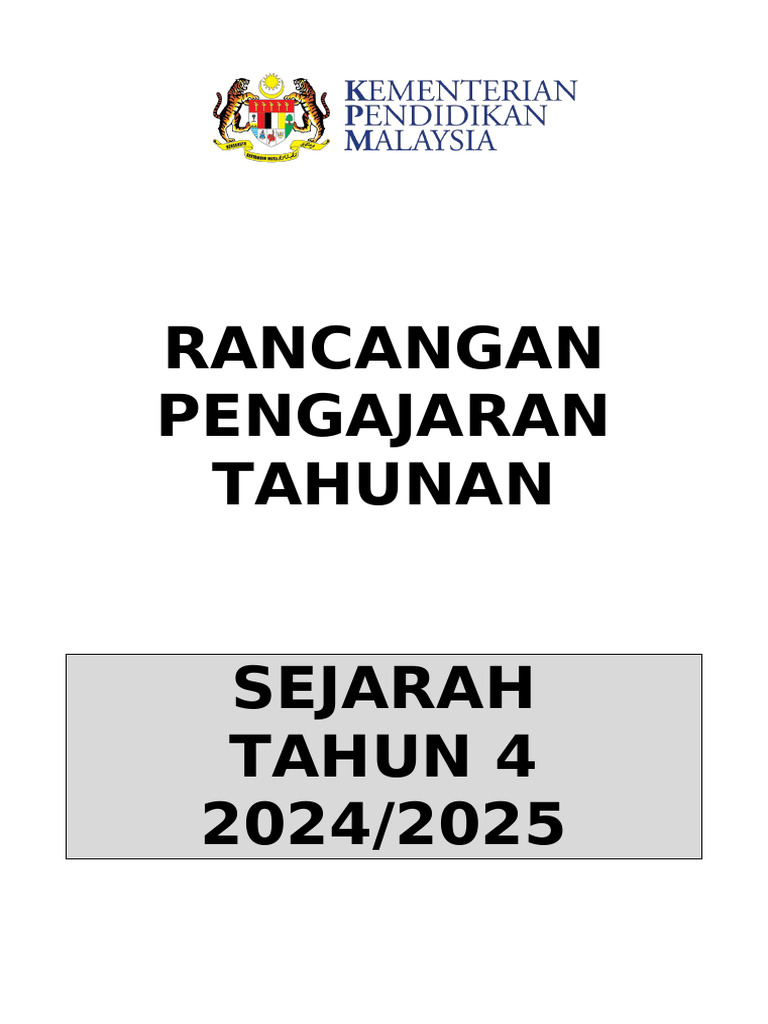 RPT Sejarah Tahun 4 | PDF