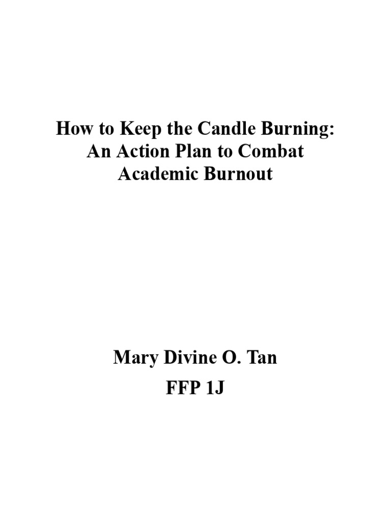 Ffp Action Plan | PDF | Occupational Burnout | Stress (Biology)