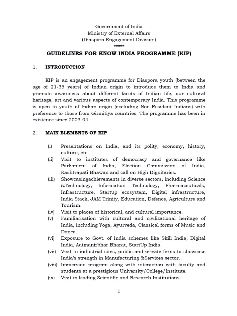 Know India Programme Guidelines | PDF
