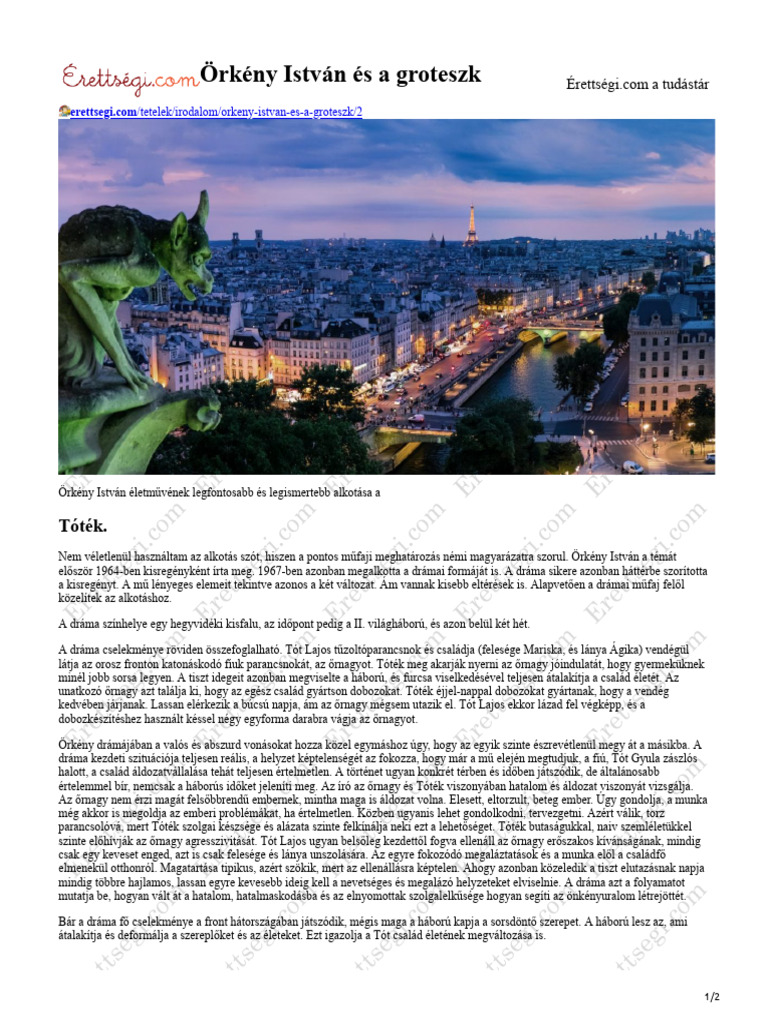 Örkény István És A Groteszk 2 | PDF