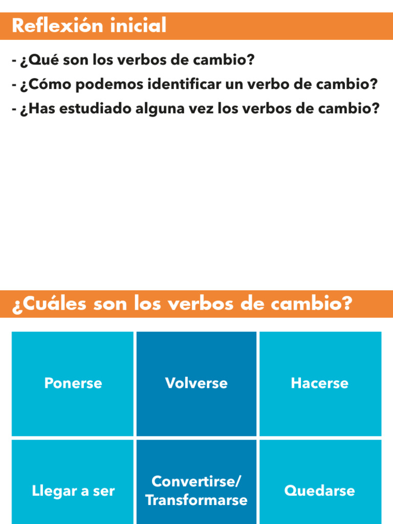 Verbos de Cambio: Tipos y Ejemplos | PDF