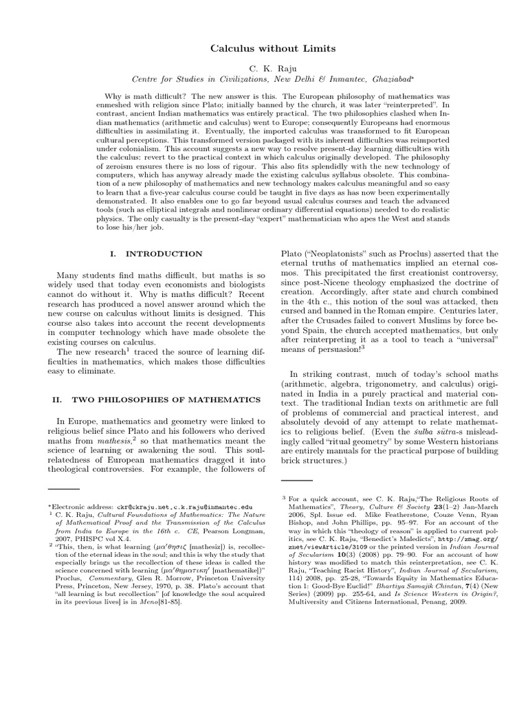 Calculus Without Limits Background Paper | PDF | Mathematics | Axiom