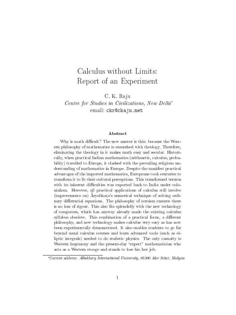 Calculus Without Limits Paper 2pce | PDF | Mathematics | Axiom