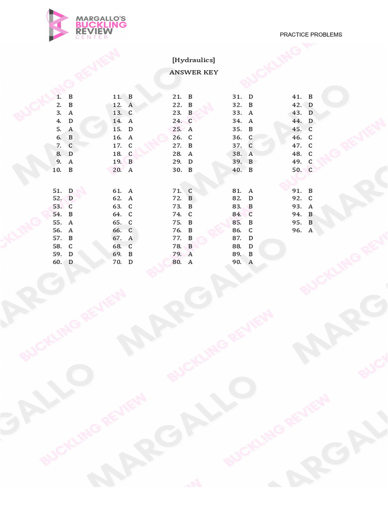 Hydraulics Practice Answers | PDF
