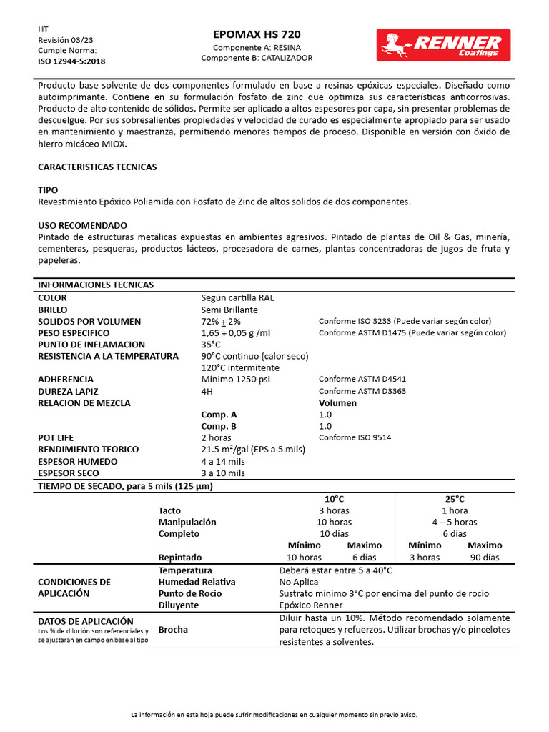 HT - Epomax HS 720 | PDF | Agua | Epoxy