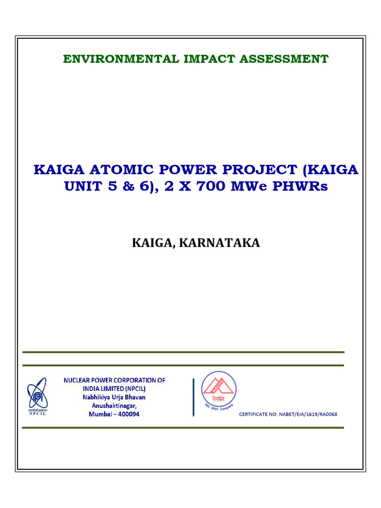 Volume I EIA EMP R8 Consolidated Report For Kaiga 5-6-120918 | PDF | Waste | Waste Management