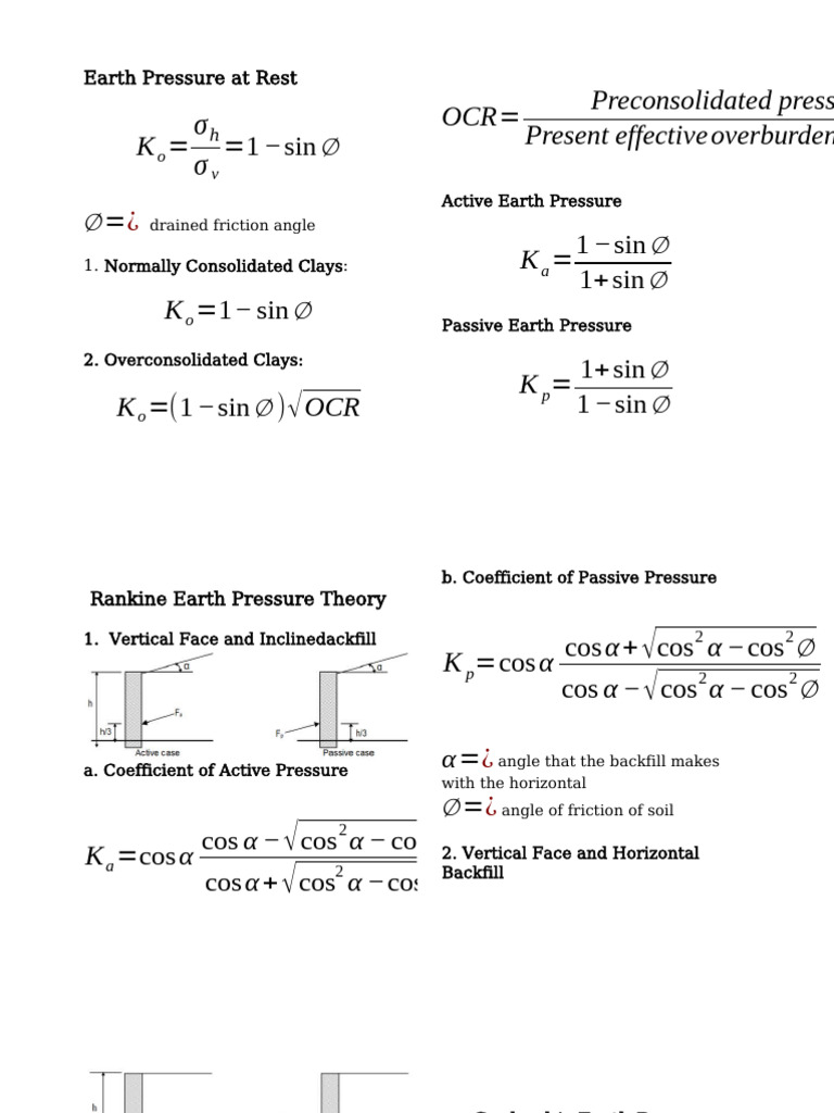 Lateral Earth Pressure Formula | PDF | Soil | Solid Mechanics