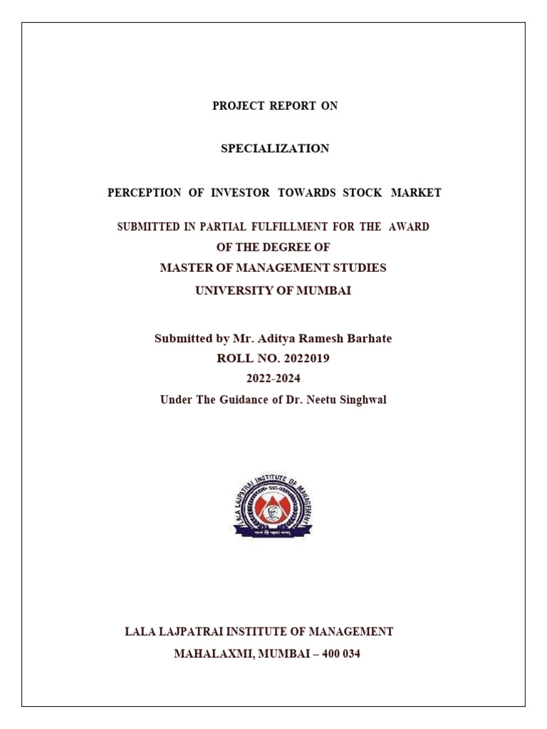 Specialization (Black Book) | PDF | Investment Fund | Investing