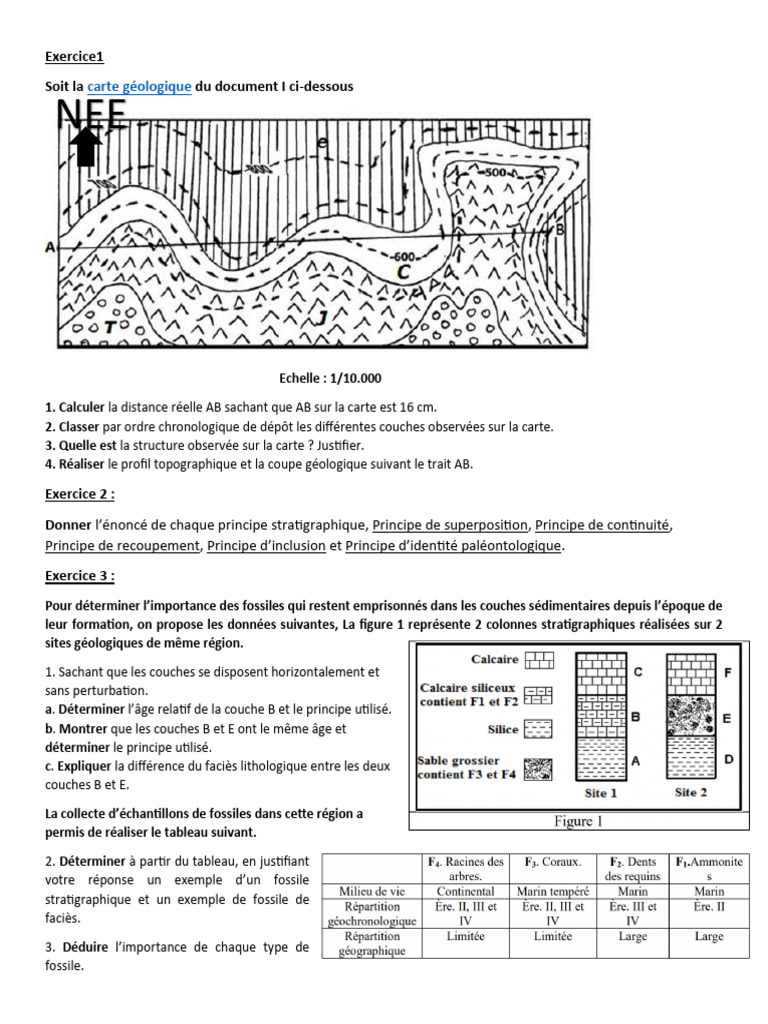 Exercices de Stratigraphie et Cartographie | PDF