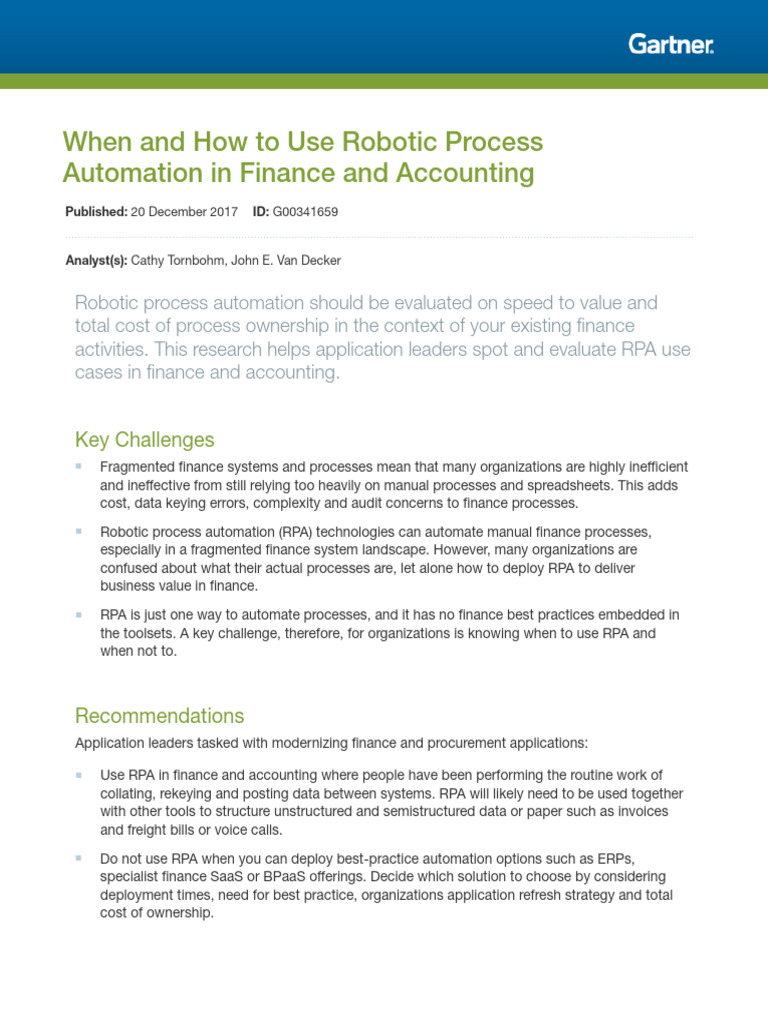 When and How To Use Robotic RPA | PDF | Business Process Management ...