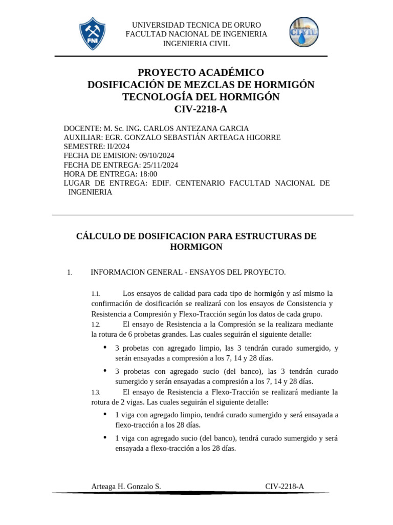 Proyecto II-2024 | PDF | Hormigón | Cemento