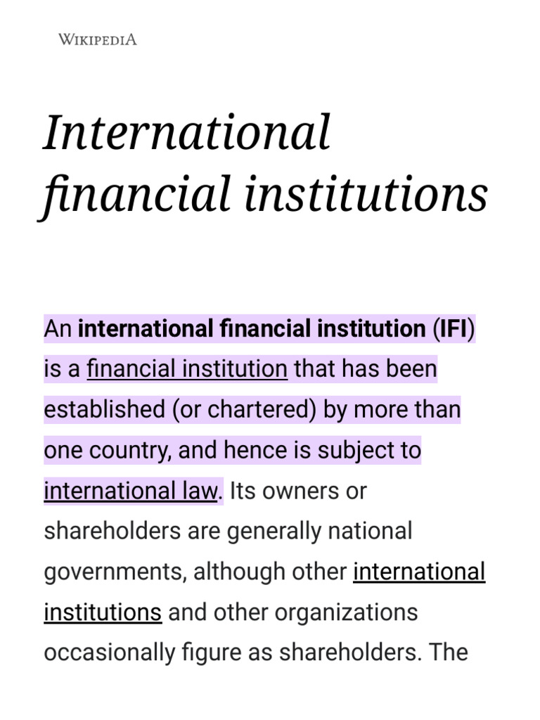 International Financial Institutions - Wikipedia | PDF | International ...