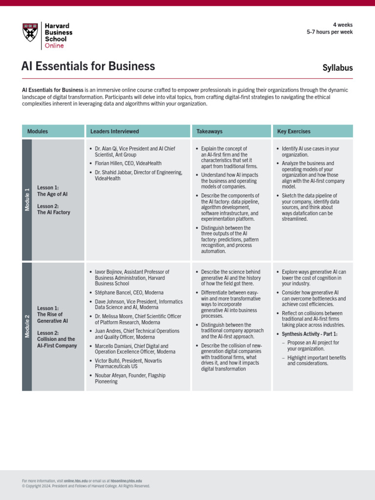 Ai Essentials For Business Syllabus | PDF | Artificial Intelligence ...