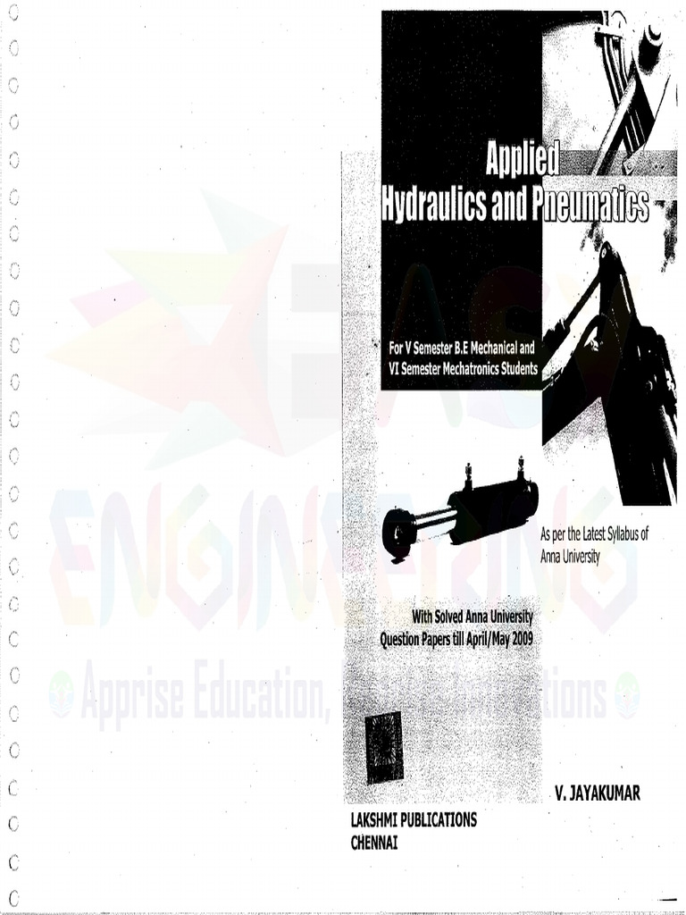 Applied Hydraulics and Pneumatics - Jayakumar-Local Author Book | PDF