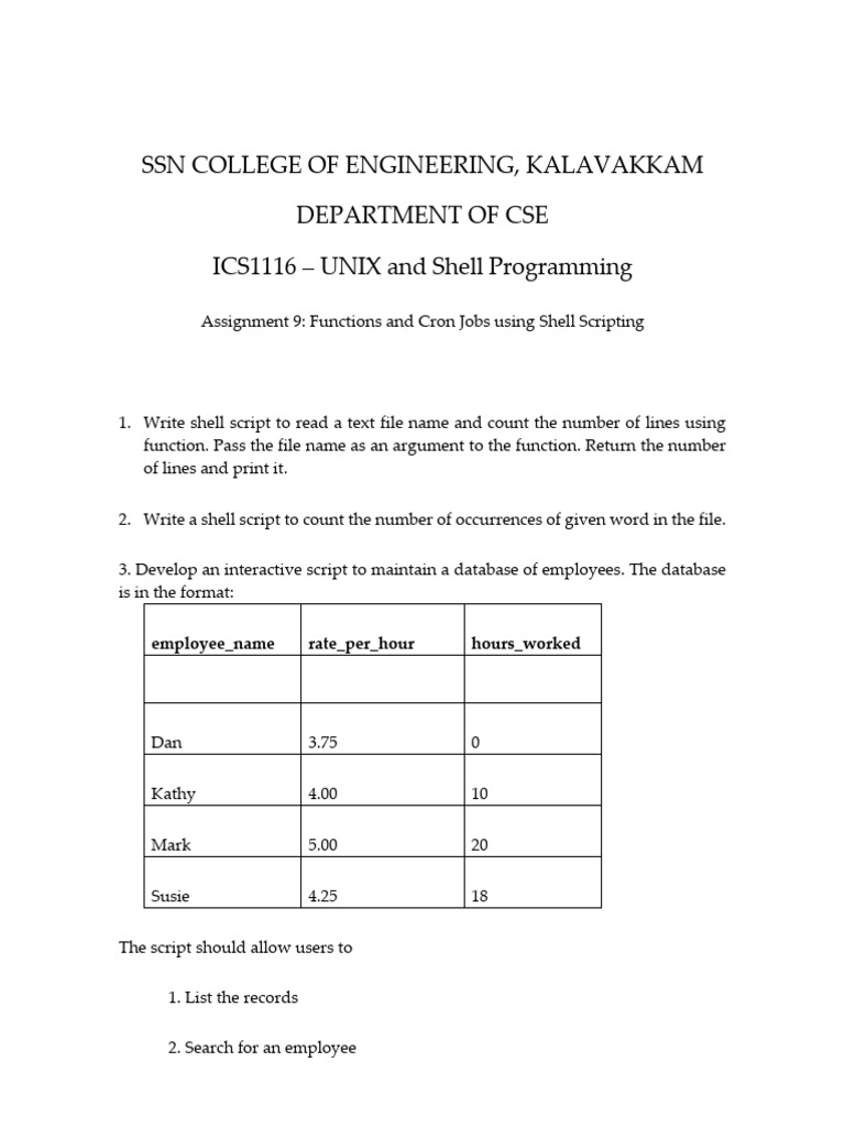 Shell Programming, With Cronjobs. | PDF