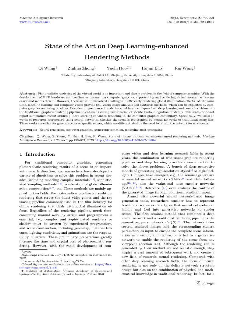 State of The Art On Deep Learning-Enhanced Rendering Methods | PDF | Rendering (Computer ...