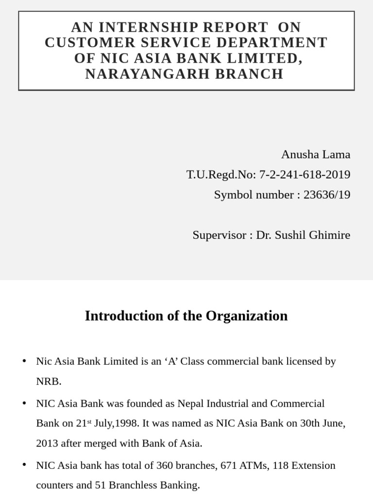 Internship Report PPT of Anusha Lama | PDF | Banks | Business