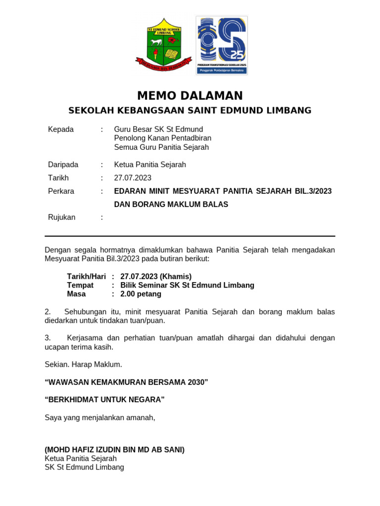 3.2 MEMO EDARAN MINIT MESYUARAT (1) | PDF