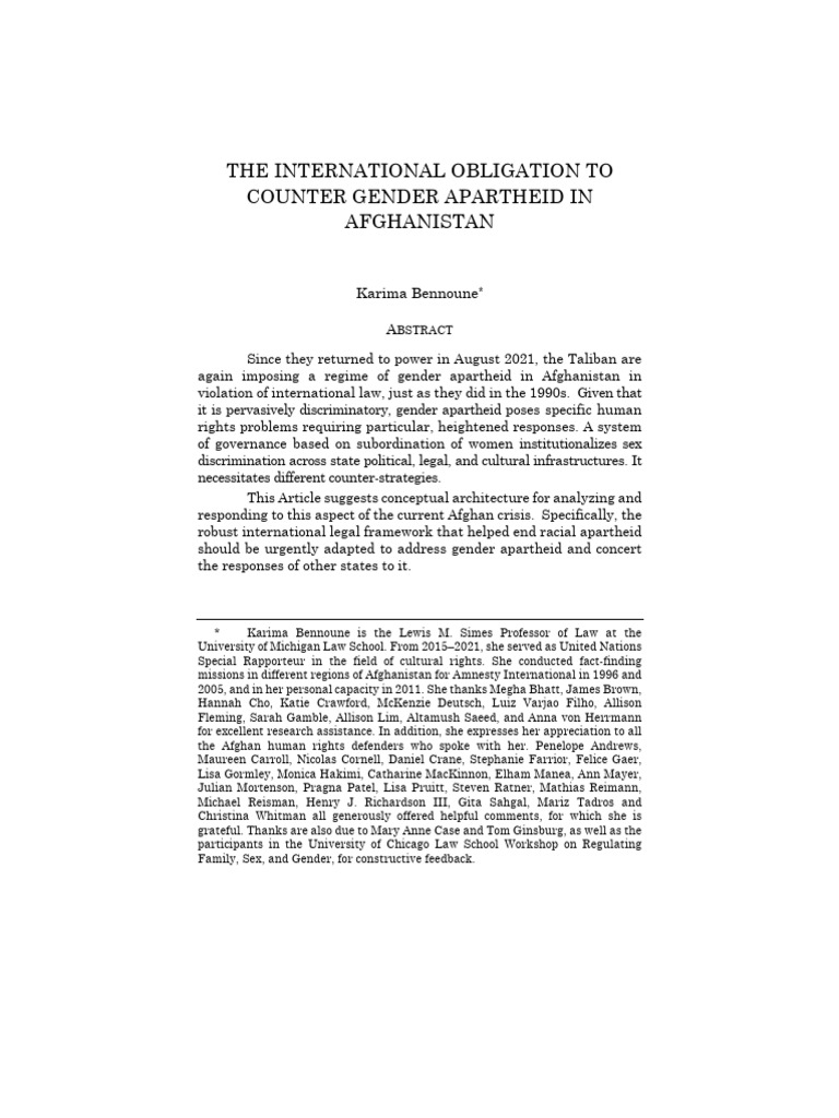 Bennoune Finalized 12.09.22 | PDF | Human Rights | Taliban