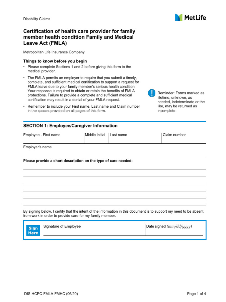 FMLA Disability Claims Form Guide | PDF | Patient | Fraud