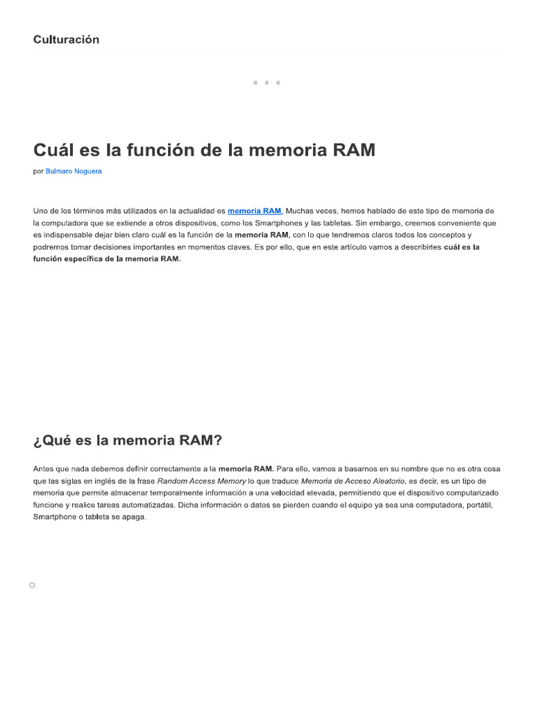 Funcion de La Memoria Ram | PDF