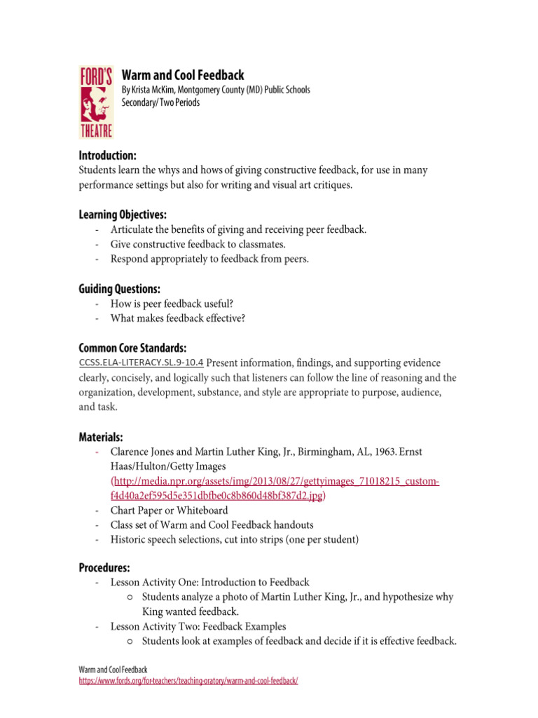 Warm and Cool Feedback | PDF