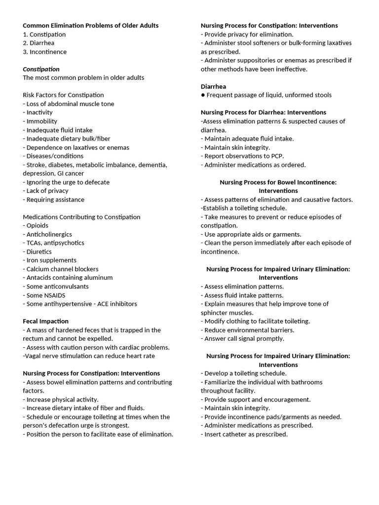 Common Elimination Problems of Older Adults | PDF | Sleep | Myocardial ...