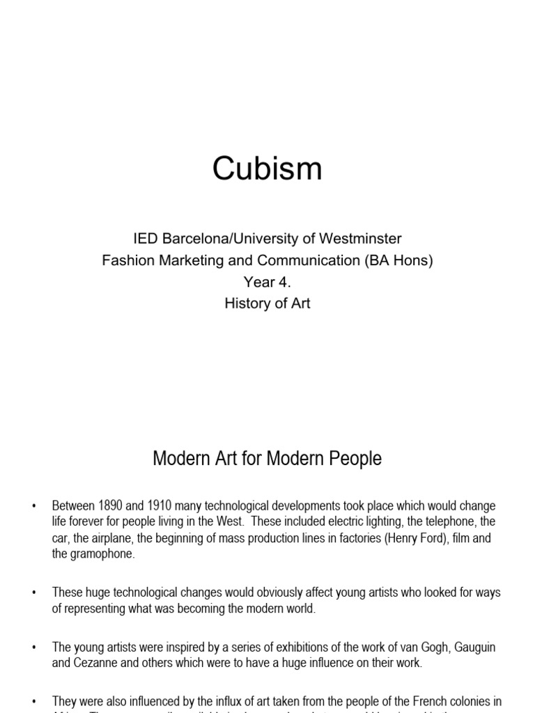 Art History 2Cubismppt | PDF | Pablo Picasso | Cubism