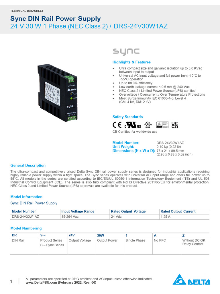 Datasheet_DRS-24V30W1AZ | PDF | Power Supply | Electromagnetic Compatibility