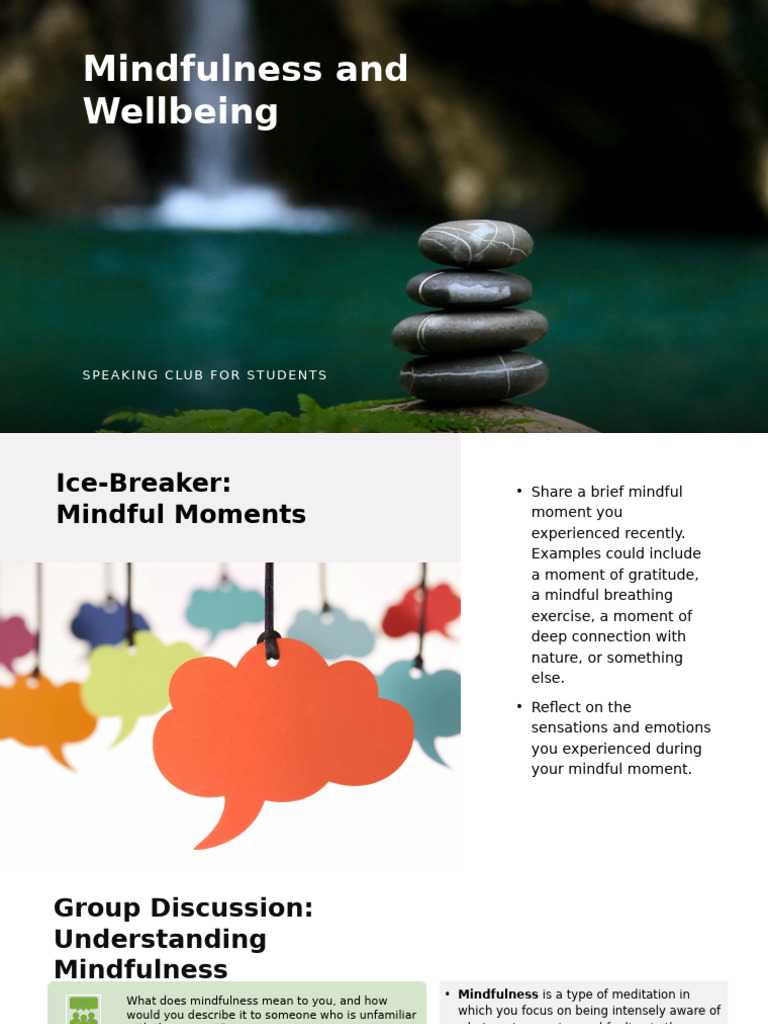 Speaking Club For Students. Mindfulness and Wellbeing | PDF ...