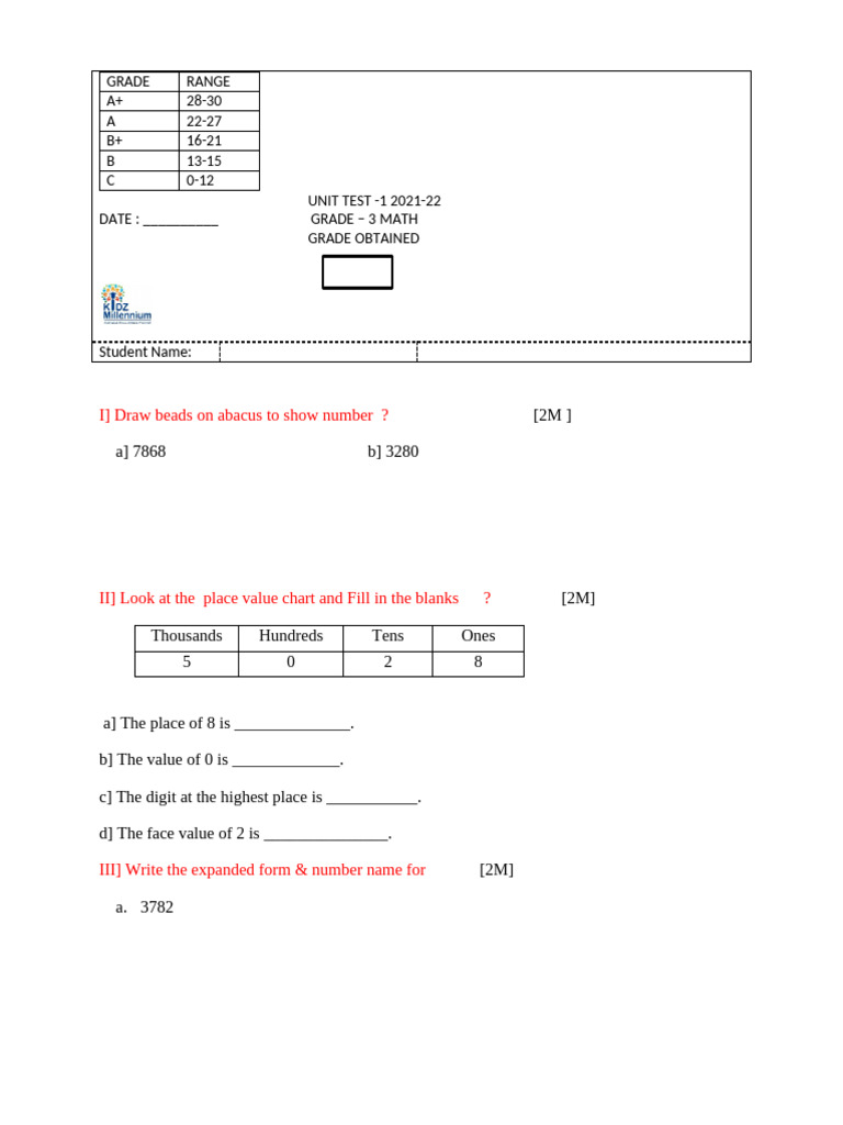GR 3 - Math POC | PDF