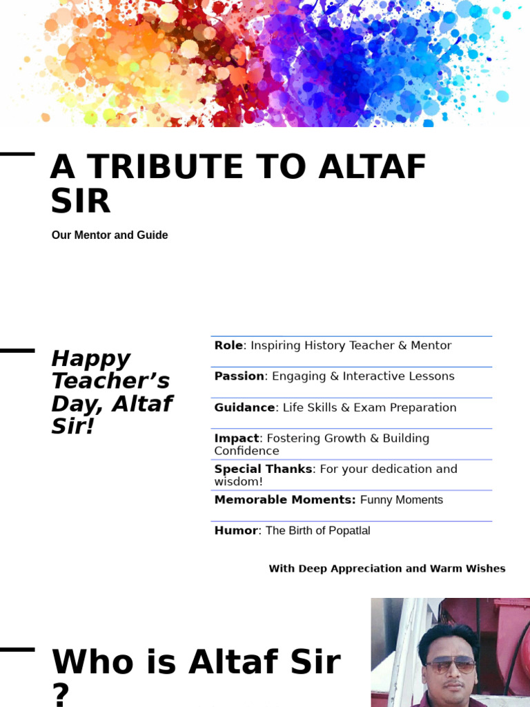 A Tribute To Altaf Sir | PDF | Mentorship | Teachers