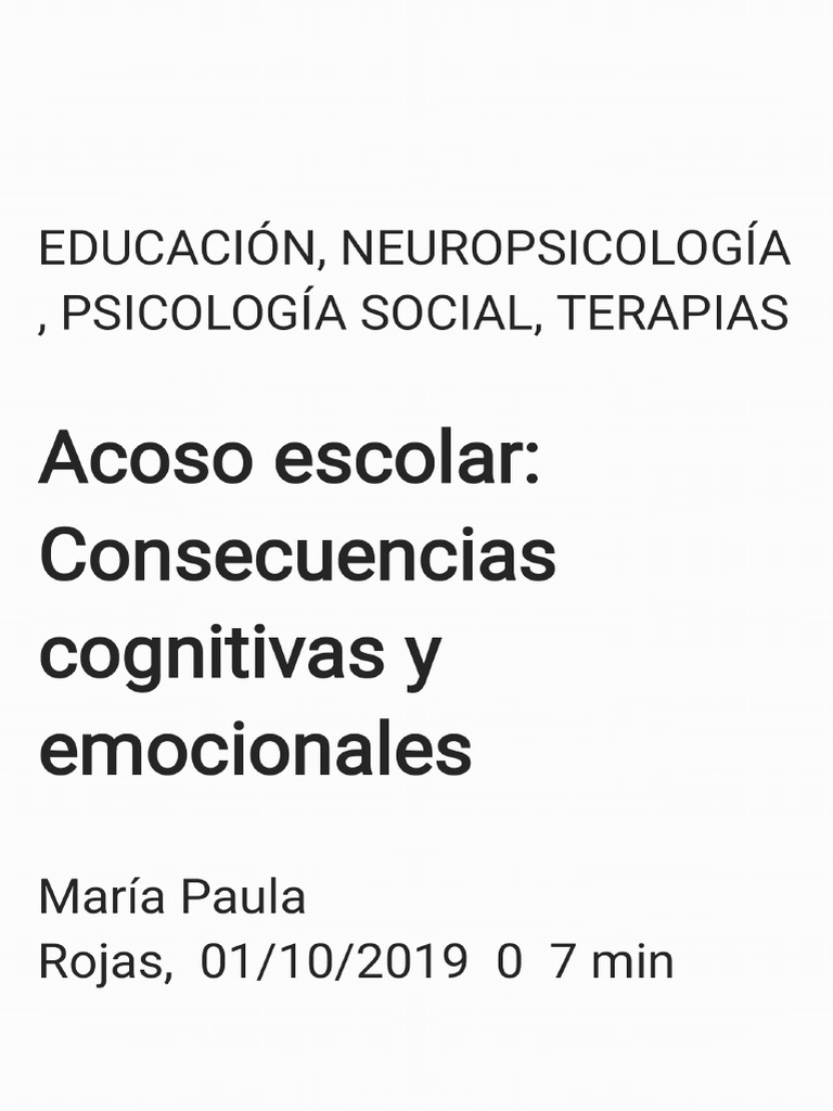 Acoso Escolar Consecuencias Cognitivas y Emocional - 241003 - 143547 | PDF