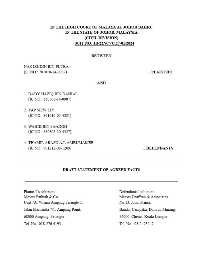Statements of Agreed Facts | PDF | Malaysia