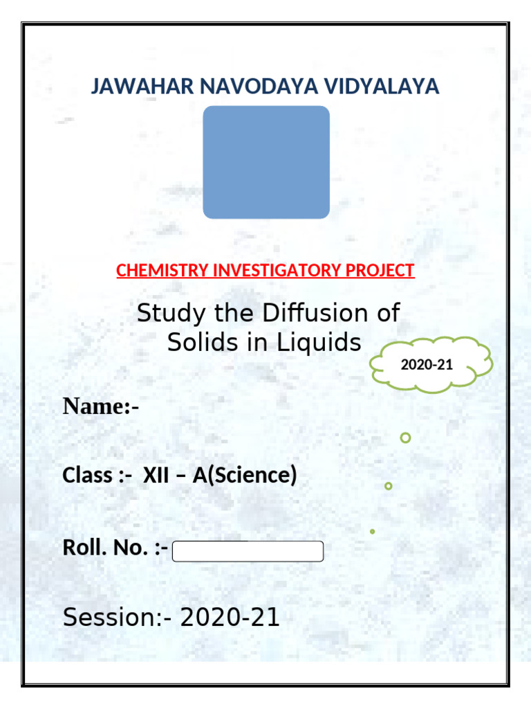 Diffusion of Solids in Liquids | PDF | Diffusion | Chemistry