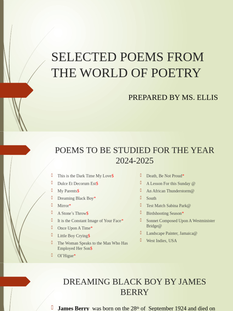 Selected Poems From the World of Poetry-1 | PDF | Poetry | Racism