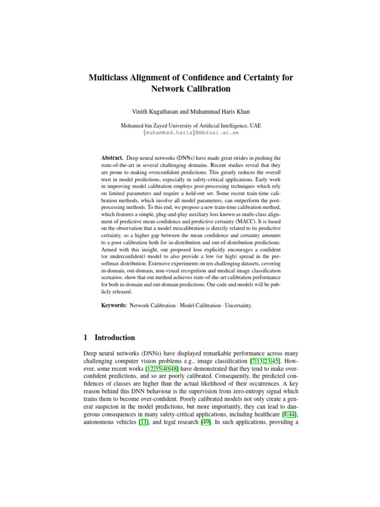 Multiclass Alignment of Confidence and Certainty F | PDF | Deep ...