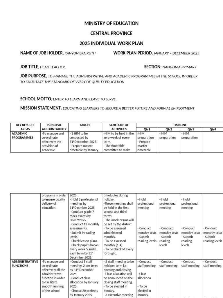 Individual Work Plan | PDF | Budget | Teachers