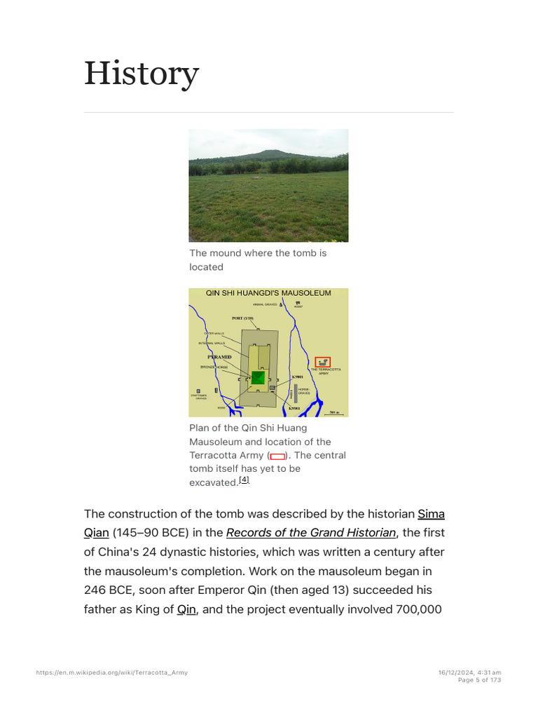 Qin Shi Huang Mausoleum Overview | PDF