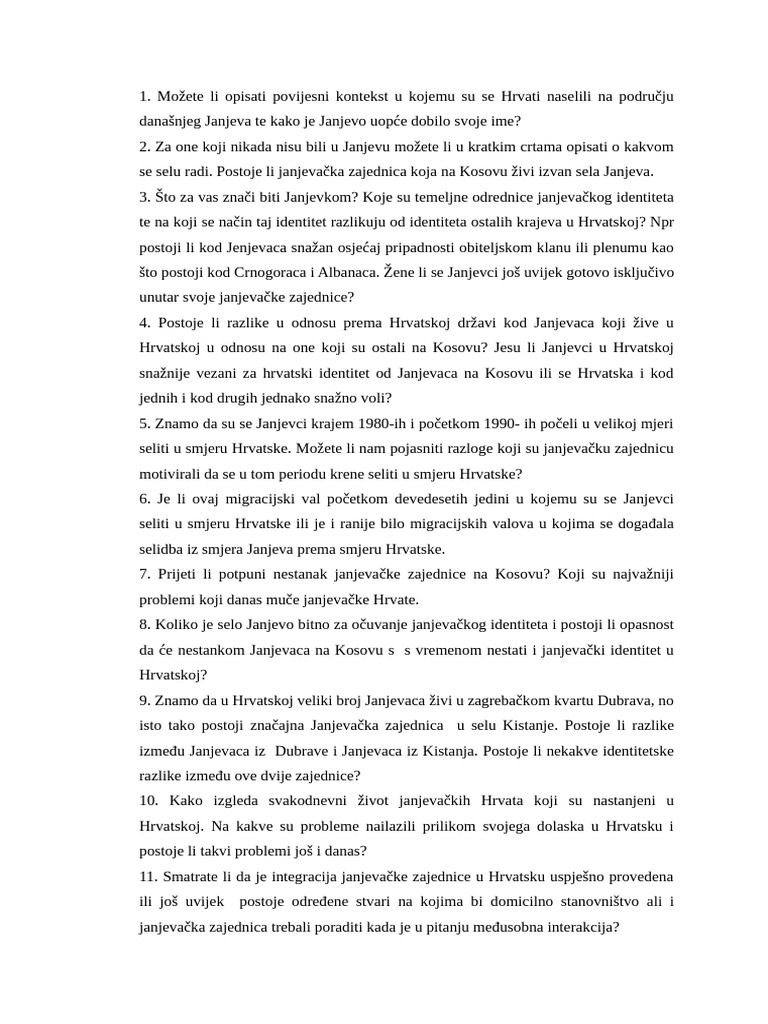 Intervju janjevaćki Hrvati | PDF